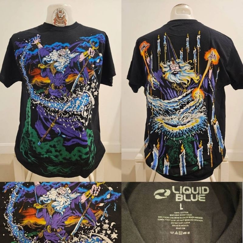 🌍Liquid blue Wizard OVP พ่อมด Vintage เสื้อมัดย้อม งานลิขสิทธิ์แท้ มือ1 ...