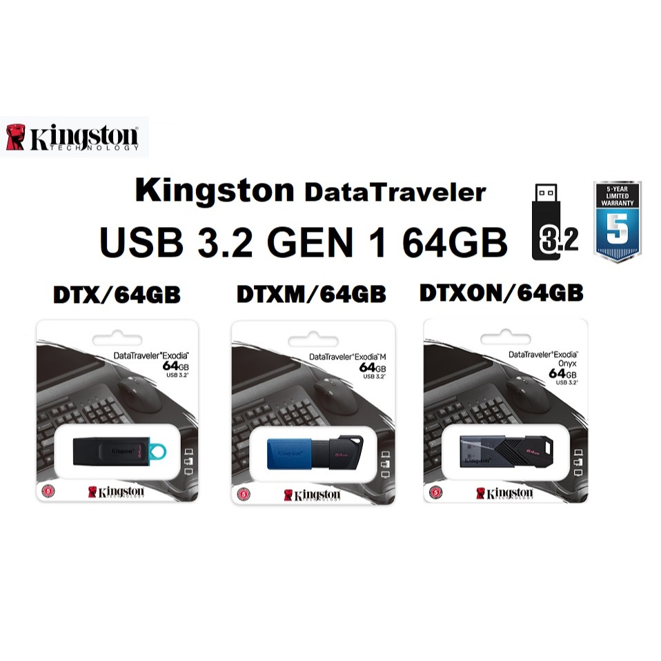 Kingston DataTraveler USB 3.2 GEN 1 64GB มี 3 รุ่น DTX DTXM และ DTXON ของแท้ ประกันศูนย์ไทย 5ปี ...
