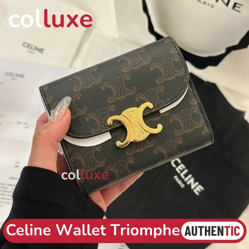 👜เซลีน Celine Women's Bifold & Trifold Wallets กระเป๋าเงิน TRIOMPHE Wallet กระเป๋าสตางค์ ขนาด ...