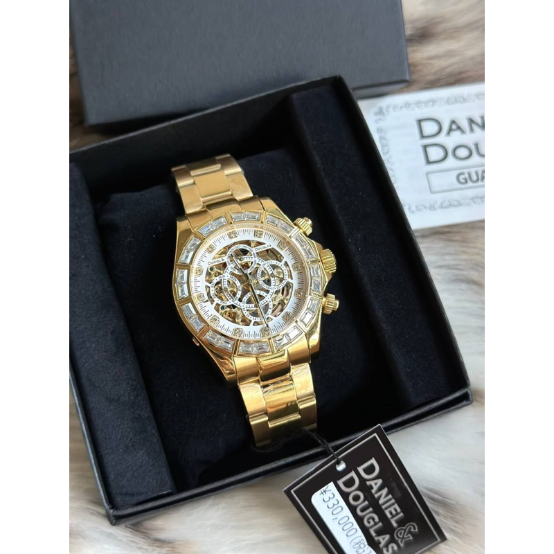 ⌚️Daniel & Douglas Automatic White Dial Skeleton Diamond Men Watch ...