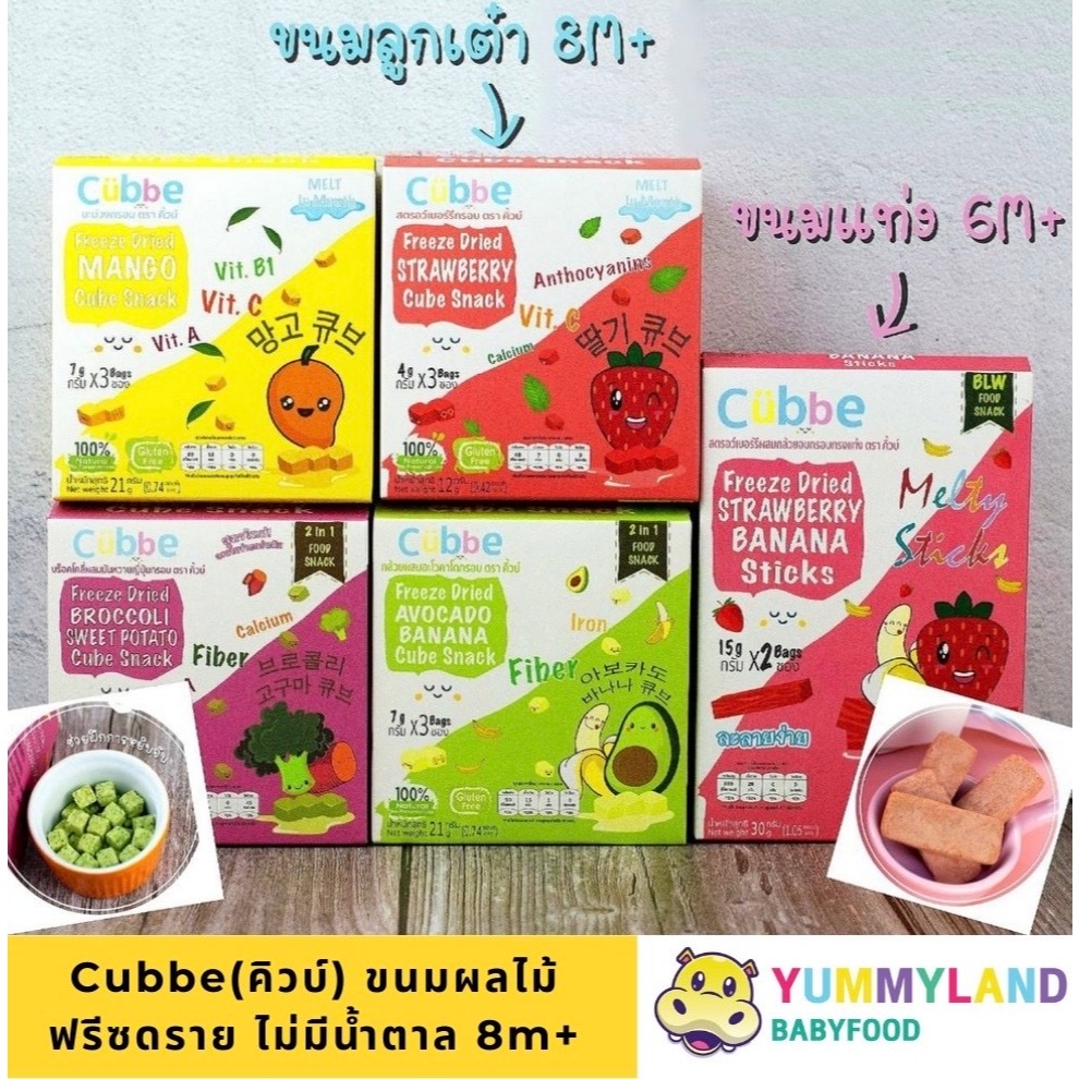 Cubbe Baby Snacks คิ้วบ์ ขนมด็กทำจากผลไม้ฟรีซดราย ขนมสำหรับเด็กอายุ 8 ...