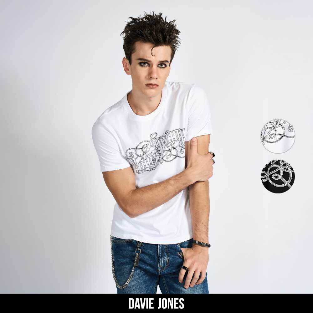 DAVIE JONES [ Love & Rhyme ] เสื้อยืด Logo Slim Fit T-Shirt LG0090 สี ...