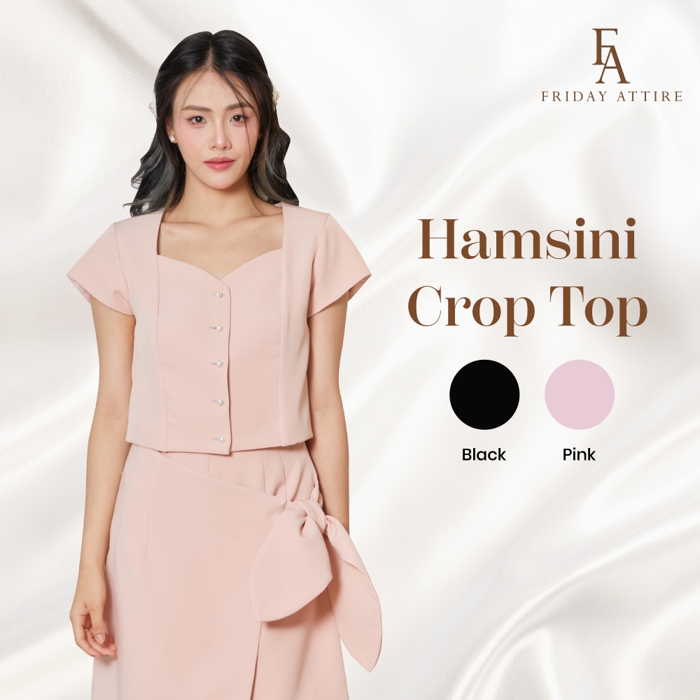 Friday attire เสื้อครอปตัดต่อมีเเขน (FT-065) | Shopee Thailand