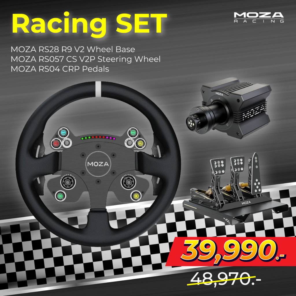 [SET] MOZA RS28 R9 V2 Wheel Base + RS057 CS V2P Steering Wheel + RS04 ...