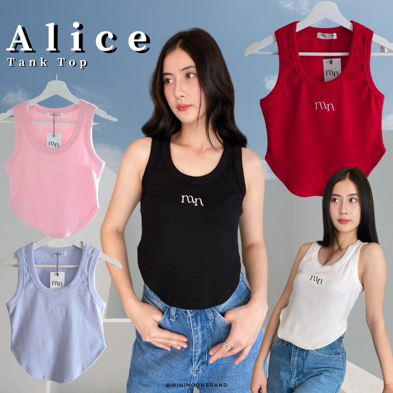 🔥 Alice Tank Top🍒 เสื้อกล้าม ปักโลโก้ ใส่สบาย | Shopee Thailand