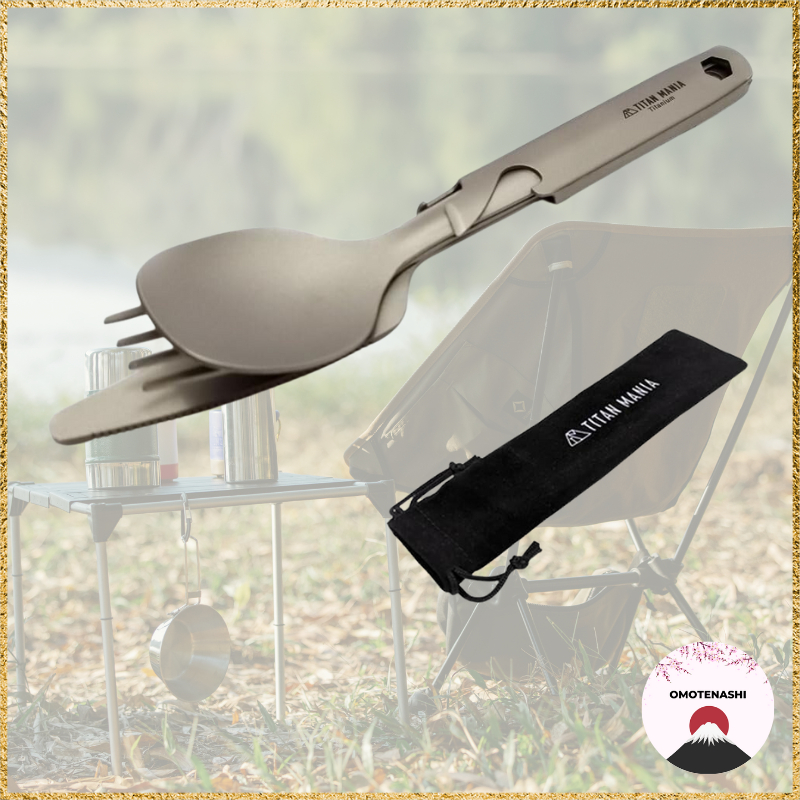 TITAN MANIA Titanium Cutlery Set Lightweight Durable Compact Cooking ...