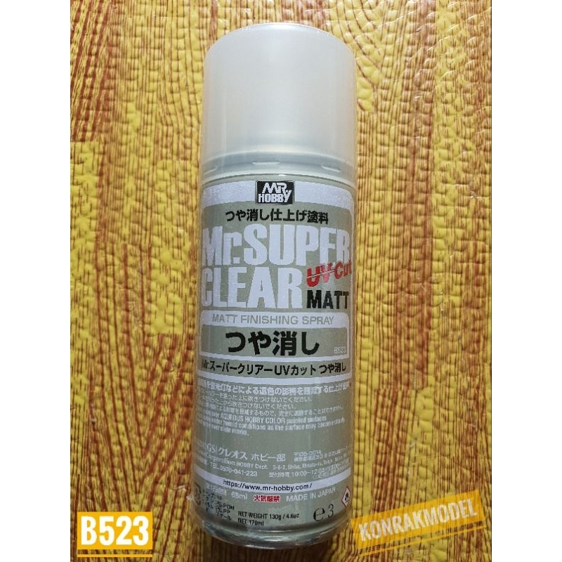 สเปรย์เคลือบด้านกันแสง(UV)ป้องกันโมเดลเหลืองสูตรทินเนอร์ B523 Mr Super Clear UV Cut (MATT) 170ml ...
