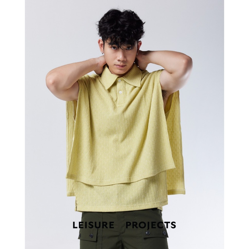 (LEISURE PROJECTS) KNITpolo bib Knit sleeveless polo bib FREE SIZE ...