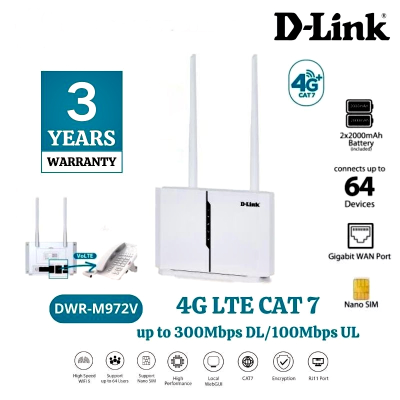 ⚡️เร้าเตอร์ใส่ซิม⚡️4G Router D-LINK (DWR-M972V) 4G+ Cat7 AC1200 ...