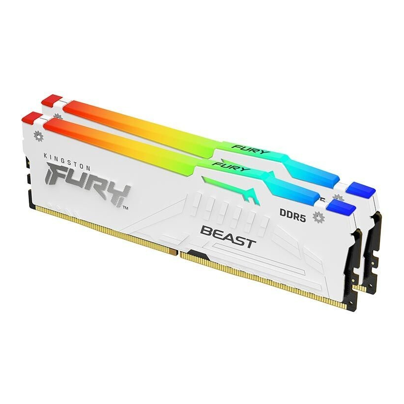 32GB (16GBx2) DDR5 5600MHz RAM (แรมพีซี) KINGSTON FURY BEAST RGB (WHITE) (KF556C40BWAK2-32 ...