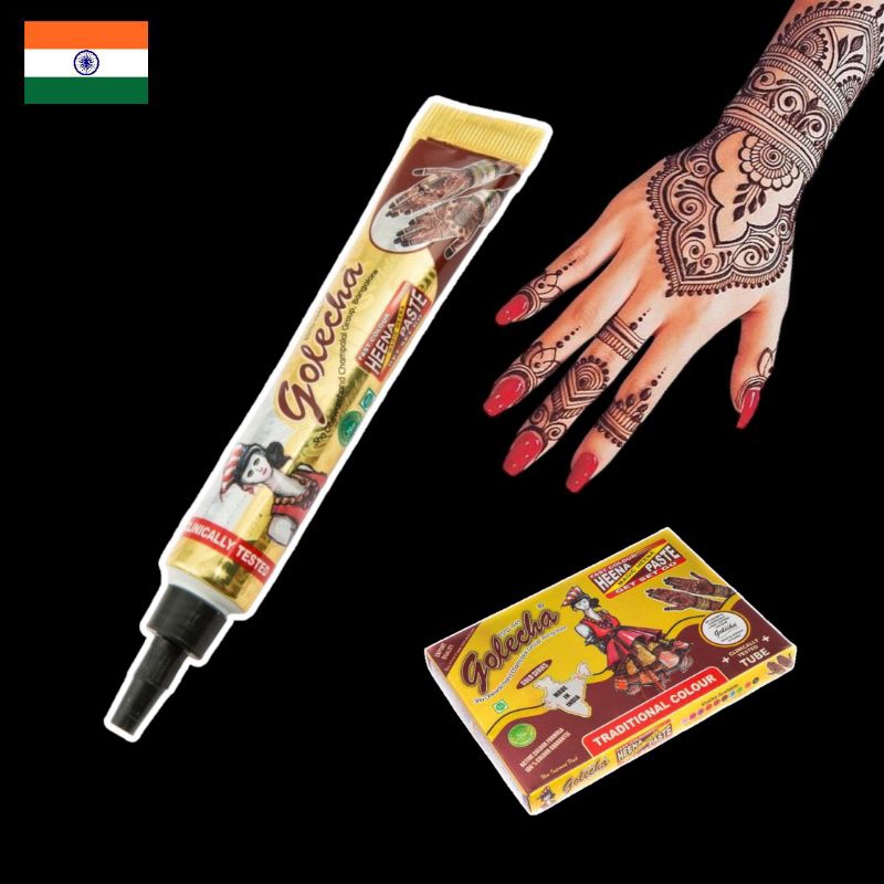 Golecha Brown Tube Henna Tattoo สีเพ้นท์ตามร่างกาย อยู่บนผิวได้ 5-7 วัน ...