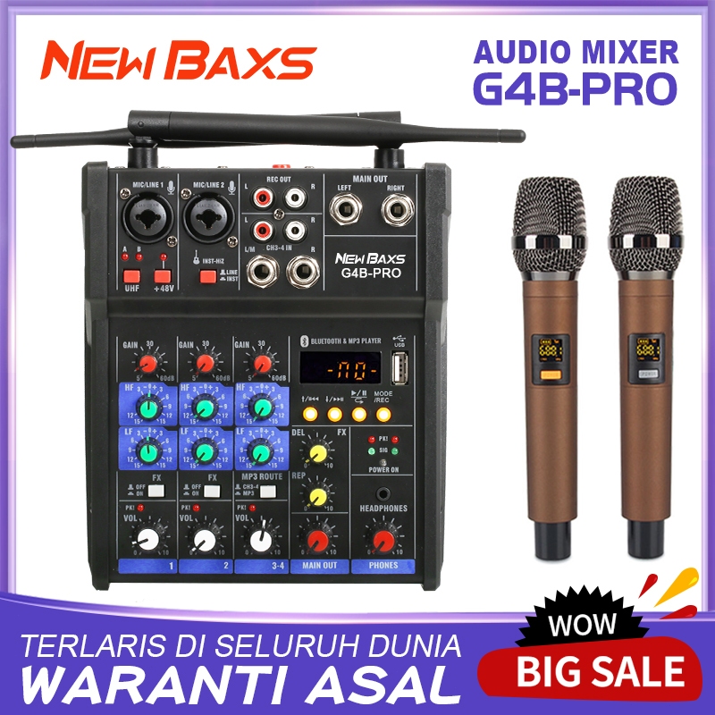 NEW BAXS G4B-PRO professional ผสมเสียง 4 ช่อง UHF ไมโครโฟนไร้สาย 80 ...