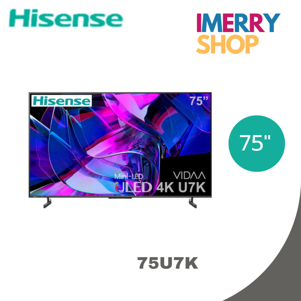 Hisense ทีวี 75U7K VIDAA ULED Mini LED (75", 4K, Smart, ปี 2023) รุ่น 75U7K (1 ชิ้นต่อ 1 คำสั่ง ...