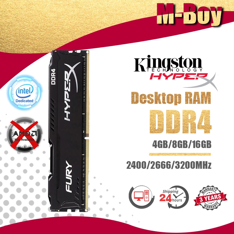 For Intel CPU Only】8GB/16GB Kingston Hyperx 2400/2666/3200MHZ Desktop RAM DDR4 DIMM for PC ...