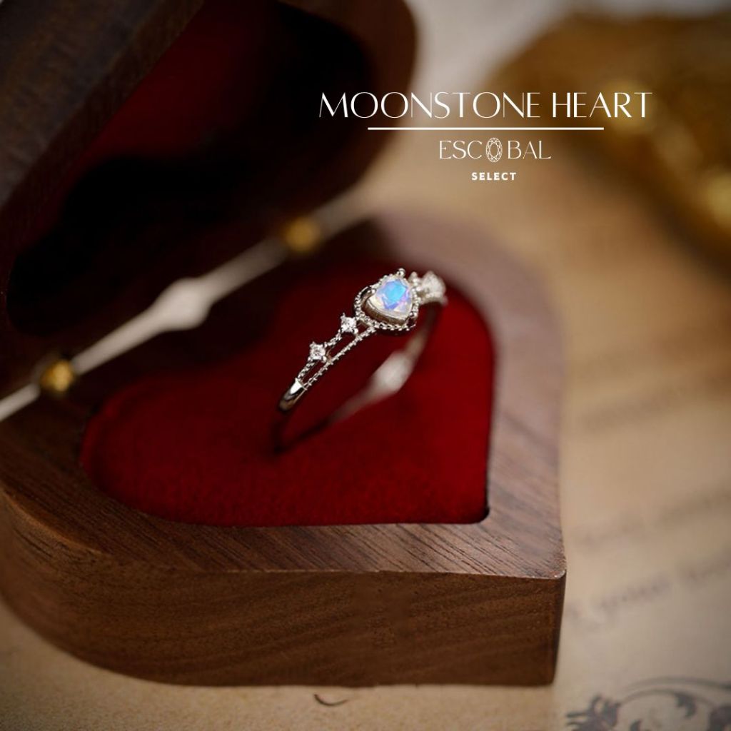 ESCOBAL แหวนเงินแท้ moonstone heart แหวนเพชรเปลี่ยนสี ของขวัญสไตล์ใหม่ แหวนแฟชั่น ของขวัญ ...