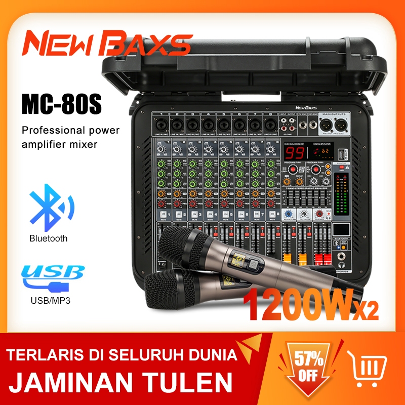 NEW BAXS MC80/MC80S เครื่องขยายเสียง 1200W 2-channel 8-channel mixer 7-segment equalizer 16DSP ...