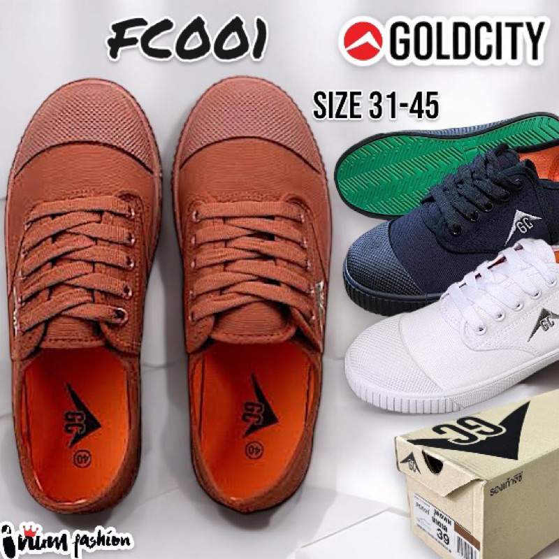 NFshoes🔥 รองเท้าผ้าใบนักเรียน โกลด์ซิตี้ Goldcity รุ่น Fc001 รองเท้านักเรียน สีดำ สีน้ำตาล สีขาว ...
