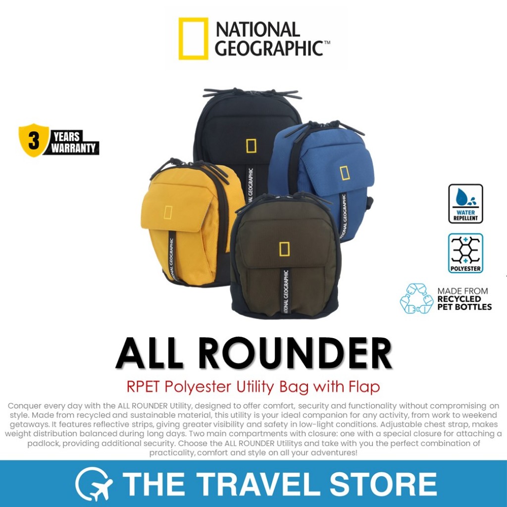National Geographic ALL ROUNDER RPET Polyester Utility Bag with Flap ...