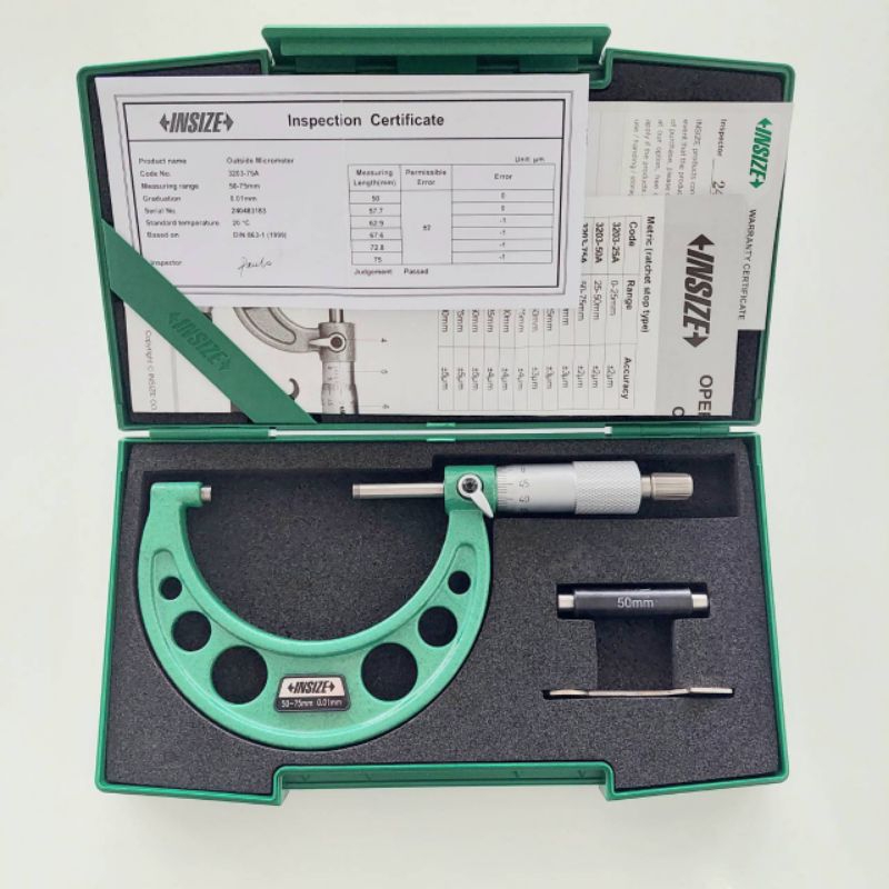ไมโครมิเตอร์วัดนอก 50-75 มิล Outside Micrometer 50-75mm INSIZE รุ่น ...