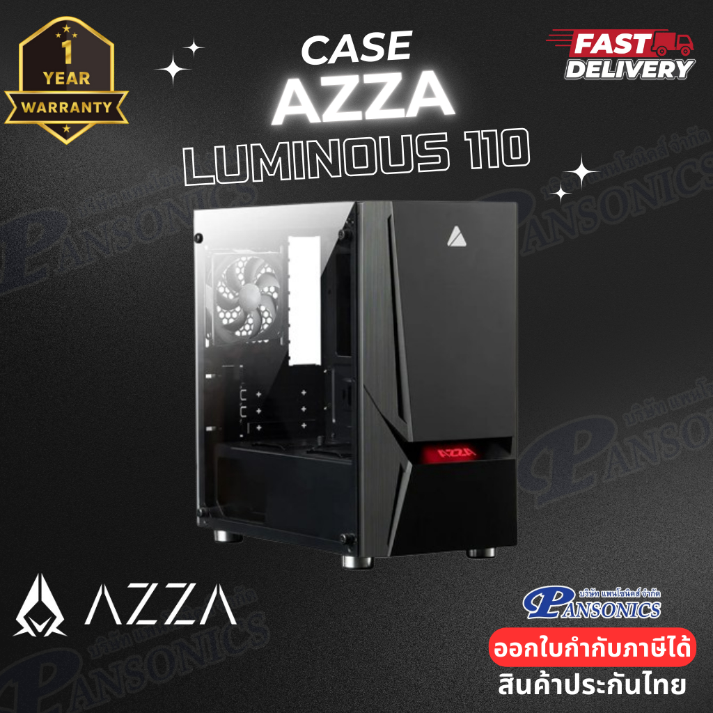 AZZA Micro ATX Mid Tower Tempered Glass RGB LUMINOUS 110 - Black (รับประกัน1ปี) | Shopee Thailand