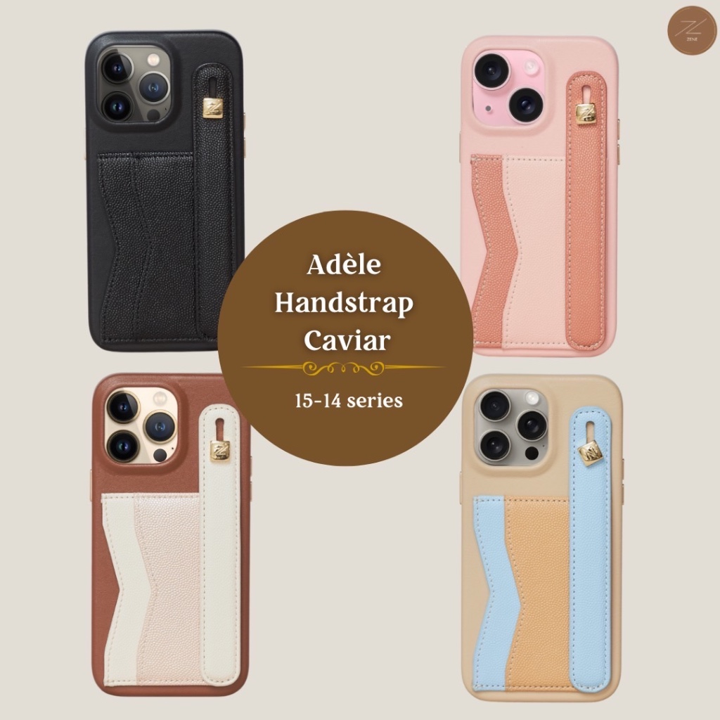 Adèle Hand Strap Caviar Phone Case 15-14 series เคสหนังใส่บัตร แบบคลุมรอบเครื่อง เคสโทรศัพท์ by ...