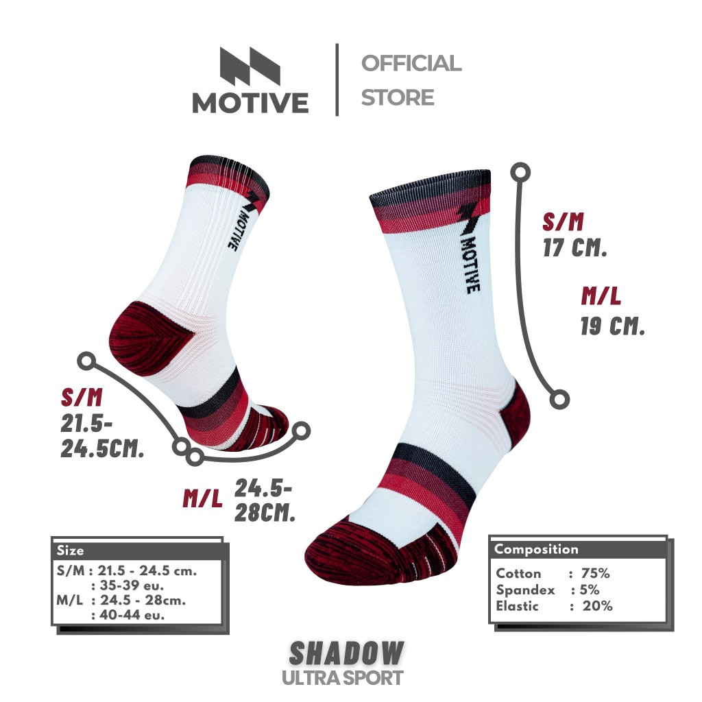 MOTIVE SOCK ถุงเท้าวิ่ง รุ่น Ultra Sport Shadow ระดับหน้าแข้ง ถุงเท้า ...