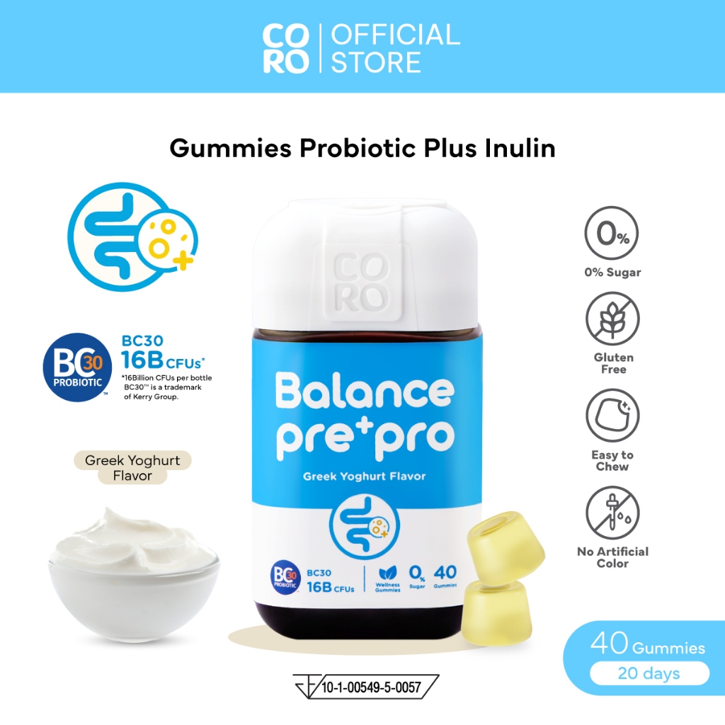 CORO Gummies Probiotic Plus Inulin รส Greek Yoghurt 40 กัมมี่ | Shopee ...