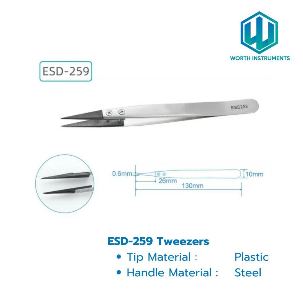 ESD-259 Tweezers แหนบป้องกันไฟฟ้าสถิต | Shopee Thailand