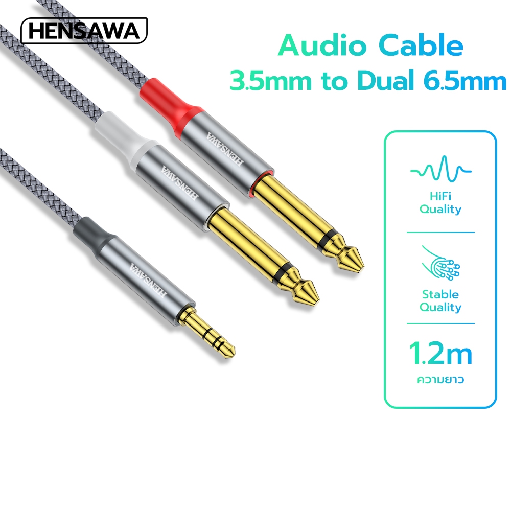 HENSAWA รุ่น AD116 สายแปลง Jack 3.5mm TSR to Dual 6.35mm TS Adapter ...
