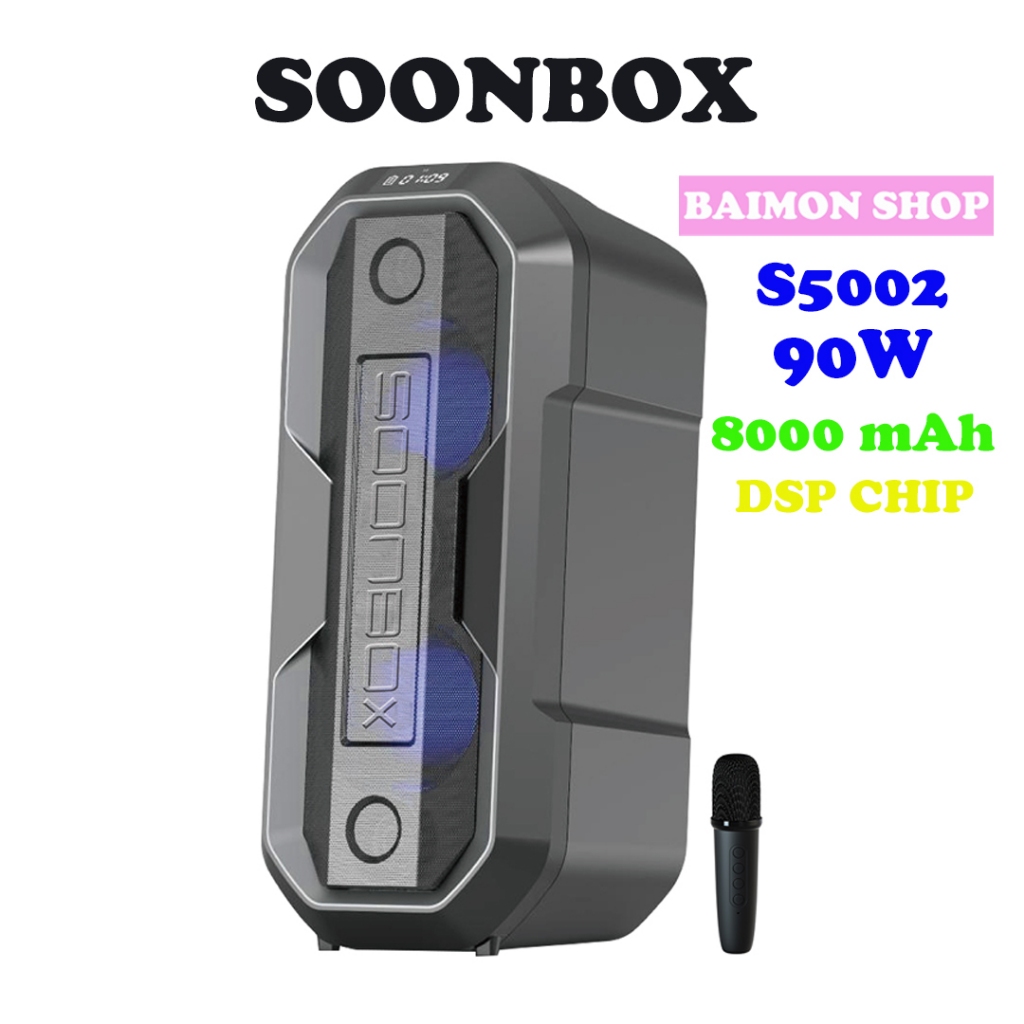 Soonbox S5002 ลำโพงบลูทูธ 90วัตต์ พร้อมไมค์ลอย 1อัน เบสแน่น แท้100% ไร้ ...