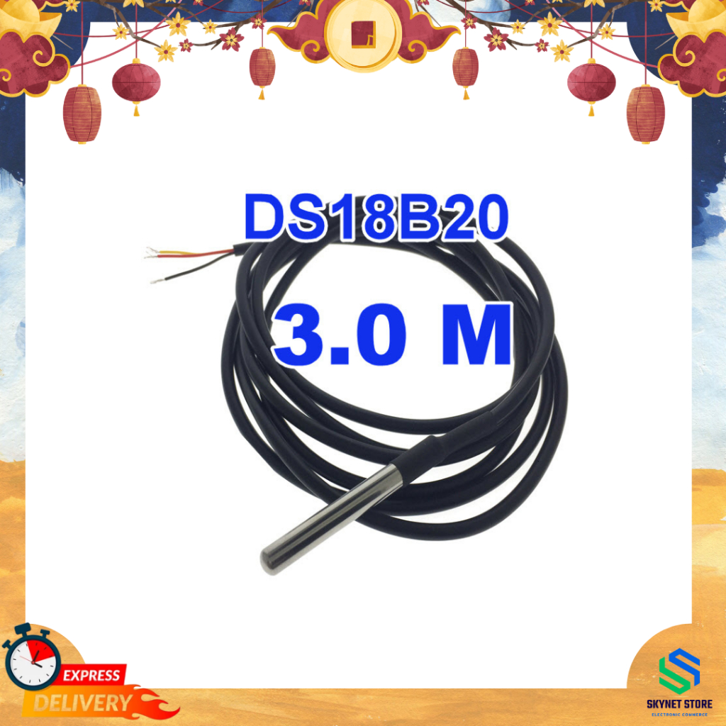3m DS18B20 (One Wire Waterproof(กันน้ำ) Temperature Sensor) สายยาว 3 เมตร | Shopee Thailand