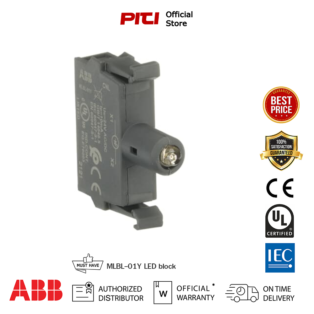 ABB MLBL-04BY 110-130VAC Contact&LED Block บล็อกแบบติดในกล่อง Modular range Pilot devices ...