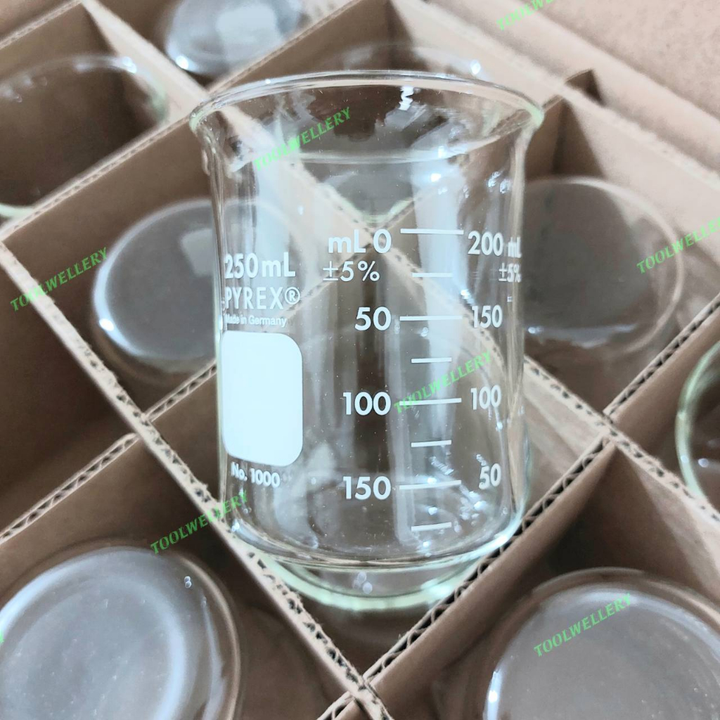 บีกเกอร์แก้ว Pyrex เยอรมัน 250ml, 600ml,1000ml, 2000ml | Shopee Thailand