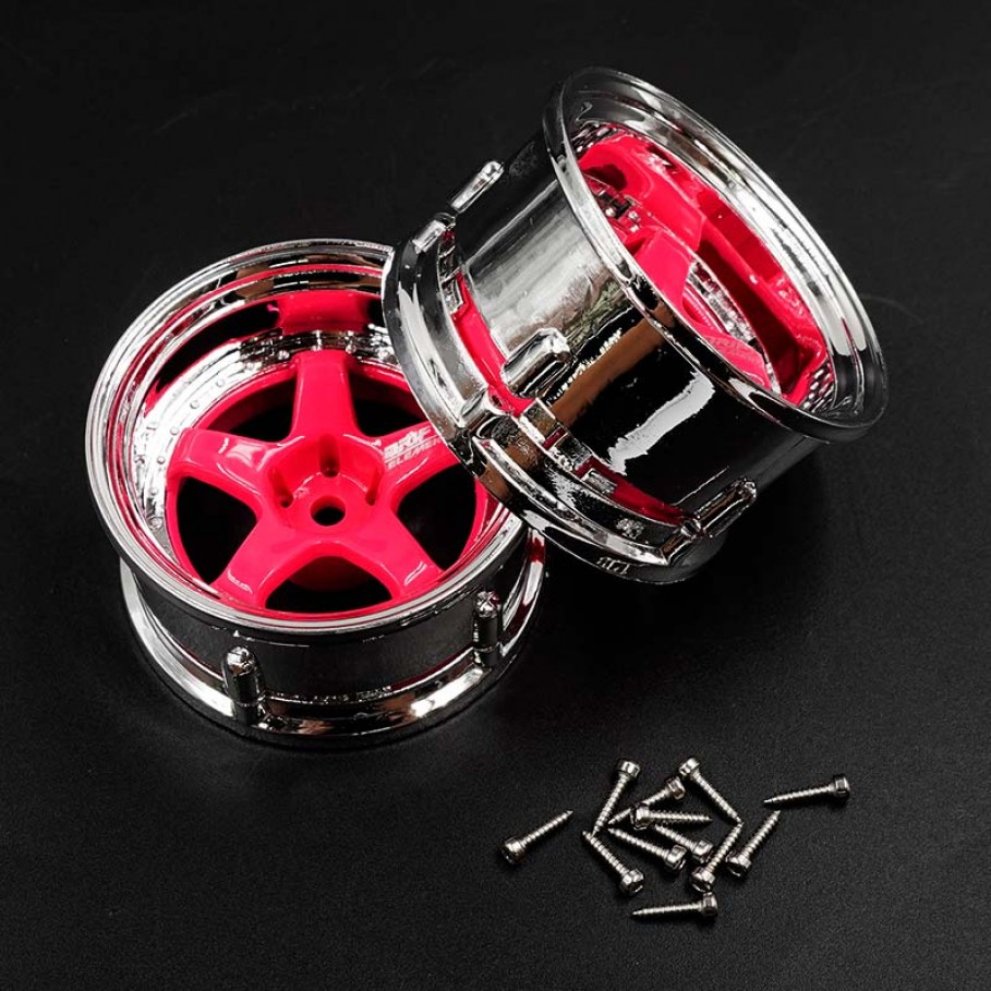 ล้อรถบังคับวิทยุ (2 วง) 5 Spoke สีใหม่ "FLU COLOR" ล้อปรับออฟเซ็ตได้ ...