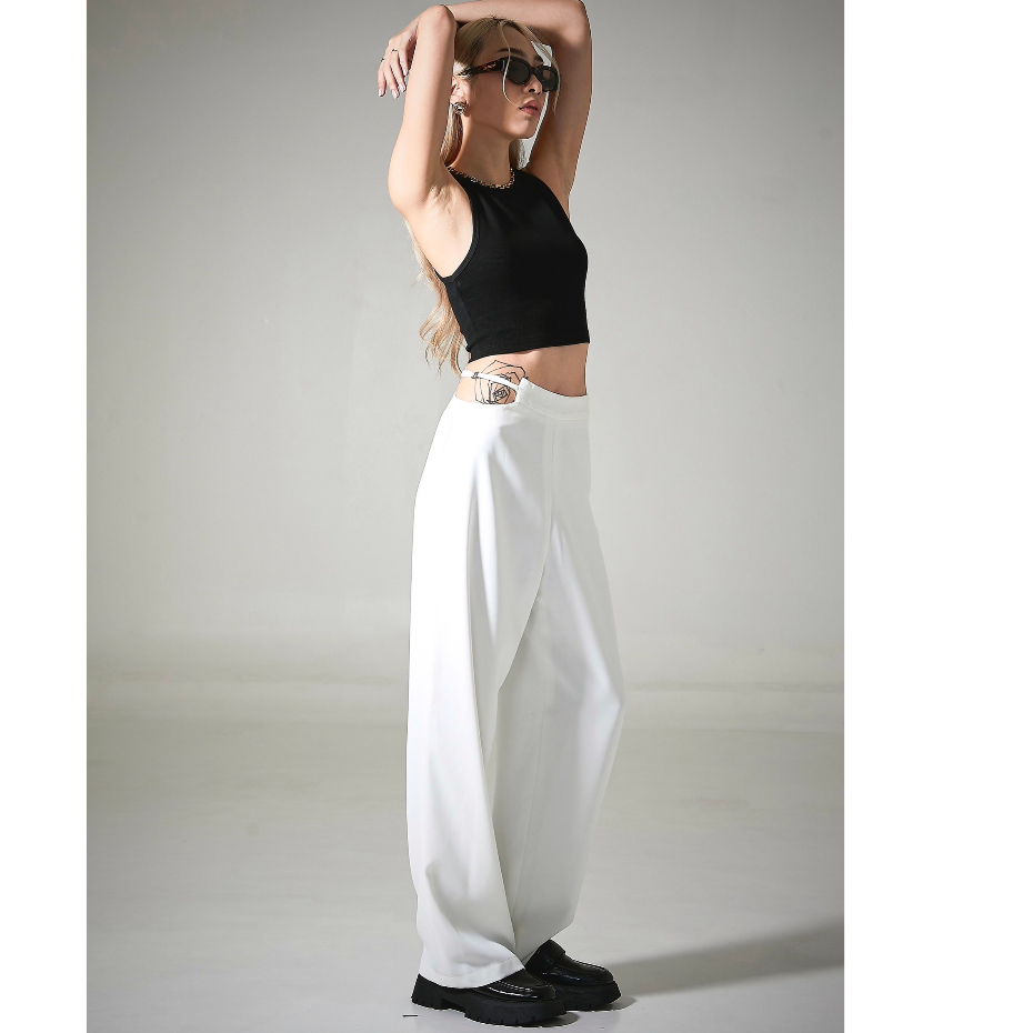 AHP050 One-side waist cut-out long pants กางเกงขายาวทรงตรงดีเทลเว้าเอว ...