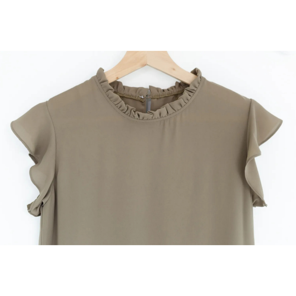 RE ️Narinari : MT2711 Ruff Collar Frill Sleeve Blouse เสื้อแขนกุดแต่ง ...