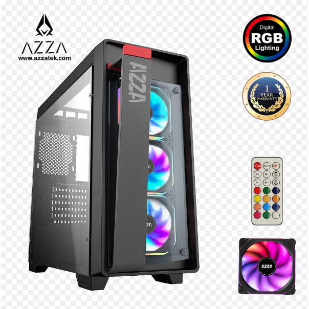 AZZA Mid Tower Tempered Glass RGB Gaming Case Obsidian 270 - Black สินค้ารับประกัน 1 ปี | Shopee ...