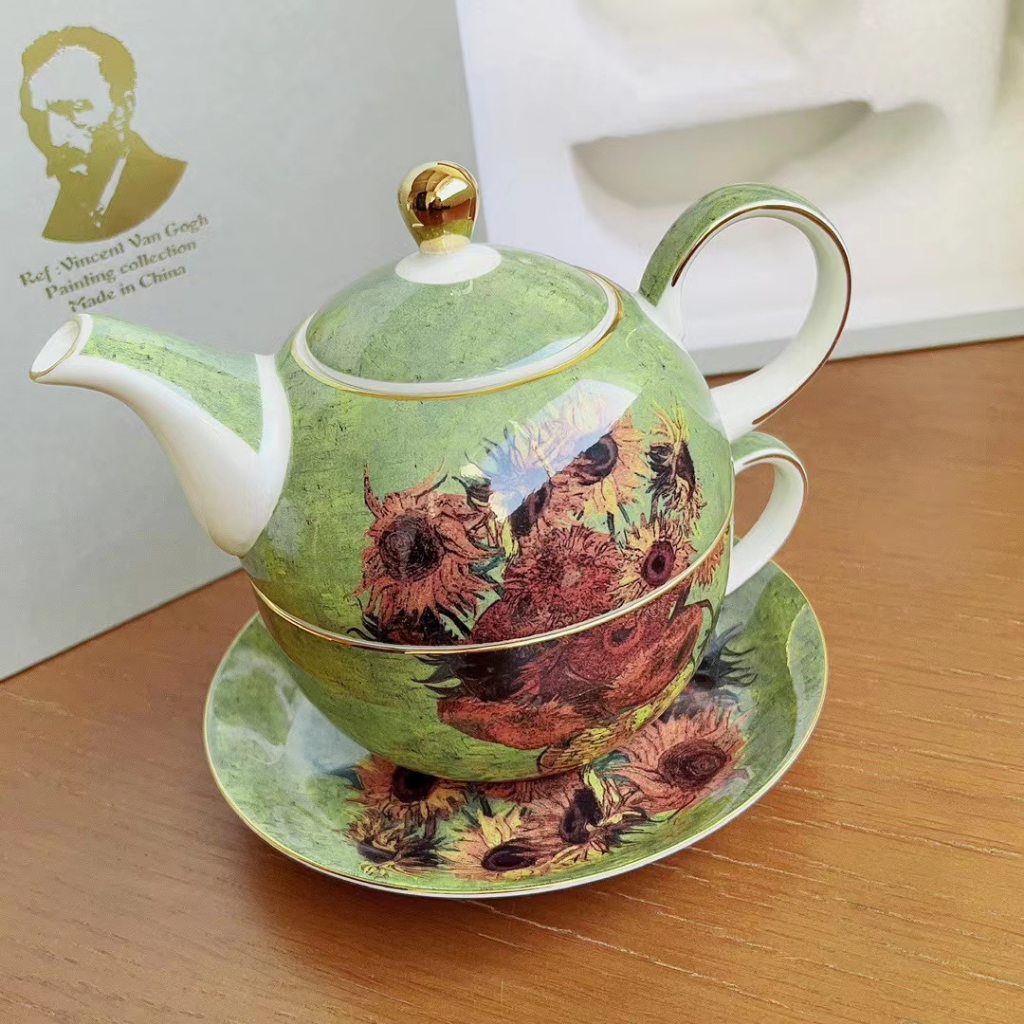 Van Gogh series one person enjoy tea set three pieces of bone China ...