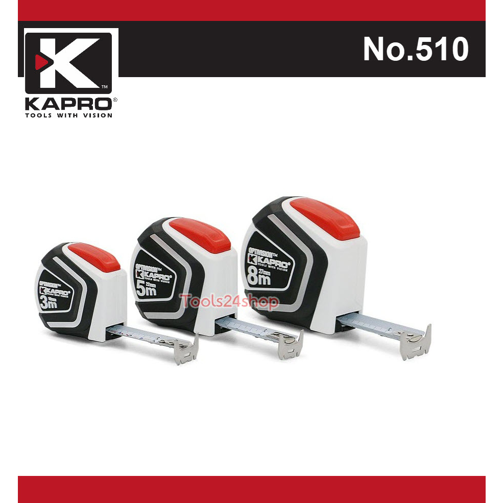 ตลับเมตรสองหน้า ตะขอแม่เหล็ก Optivision Rollmeter No.510 ขนาด 3 m./5 m./8 m. ยี่ห้อ KAPRO ...