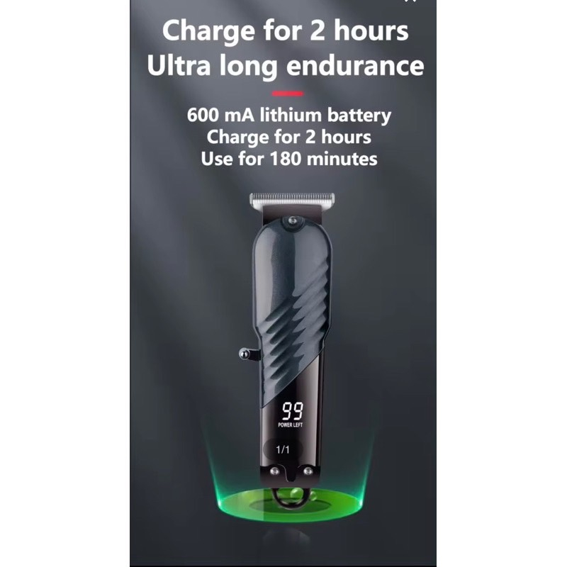 KEMEI ปัตตาเลี่ยนไร้สาย มีจอดิจิตอล รุ่น KM-1134 ฟันคม เสียงเงียบ ด้ามจับถนัดมือ ชารจ์ USB type ...