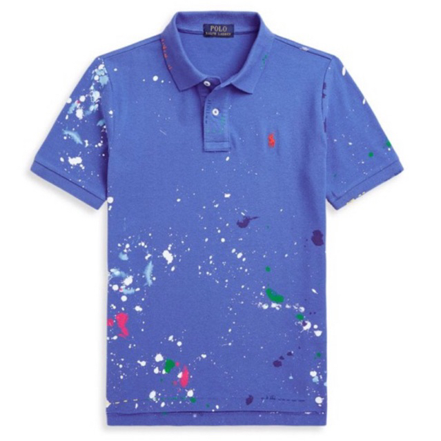 Ralph Lauren Paint Splatter Cotton Mesh Polo Shirt | Shopee Thailand