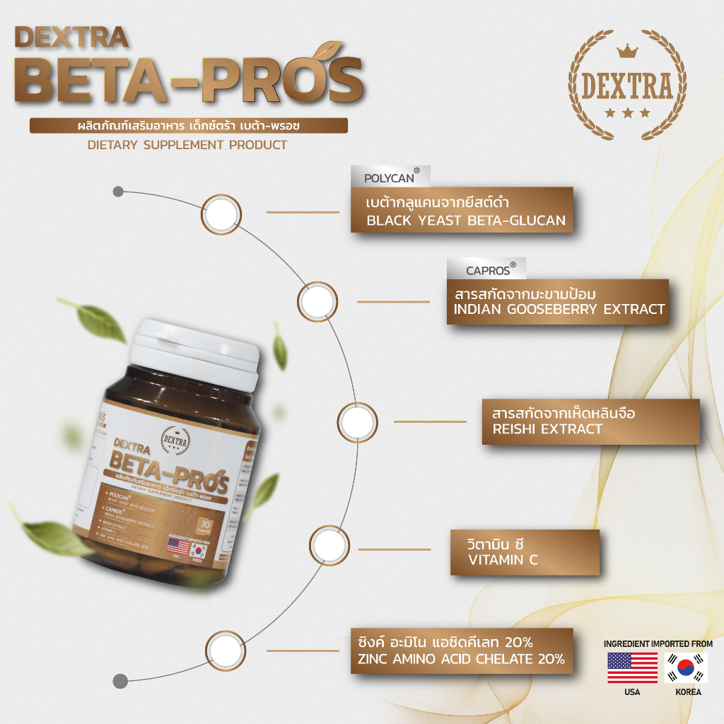 DEXTRA BETA-PROS อาหารเสริมวิตามินแก้ภูมิแพ้ เสริมภูมิคุ้มกัน แก้แพ้ แก้ไอ (30 เม็ด) | Shopee ...