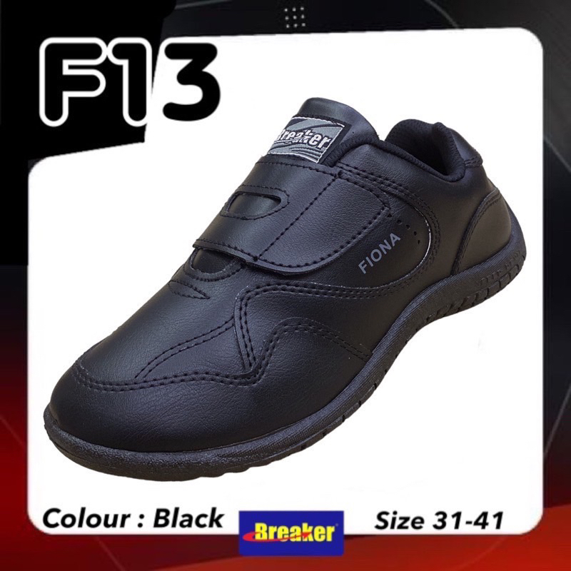 Breaker F13 รองเท้าผ้าใบ Size 31-41 เทปเดี่ยว สีขาว/ดำ | Shopee Thailand
