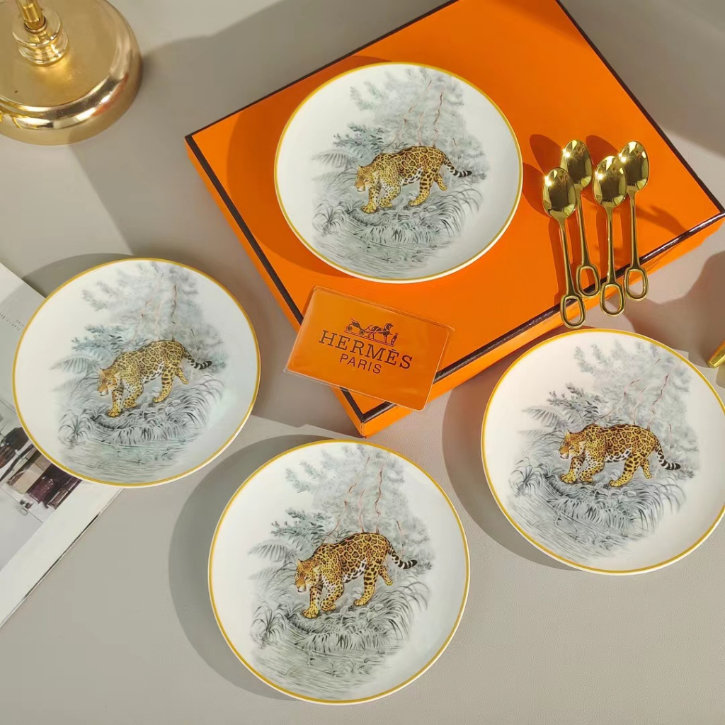 Hermes Jungle Series High bone Porcelain 6 inch cake Dim sum plate 4 ...