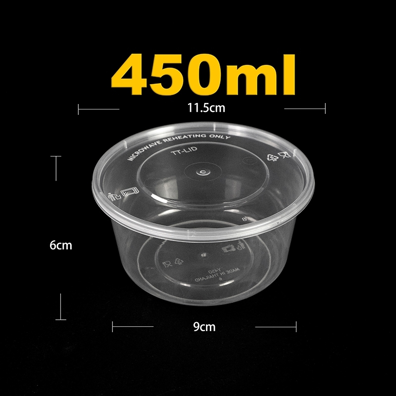 ถ้วยใส่อาหารพลาสติกสีดำ/สีใส/300/450/500ml (แพ็ค50ชุด) | Shopee Thailand