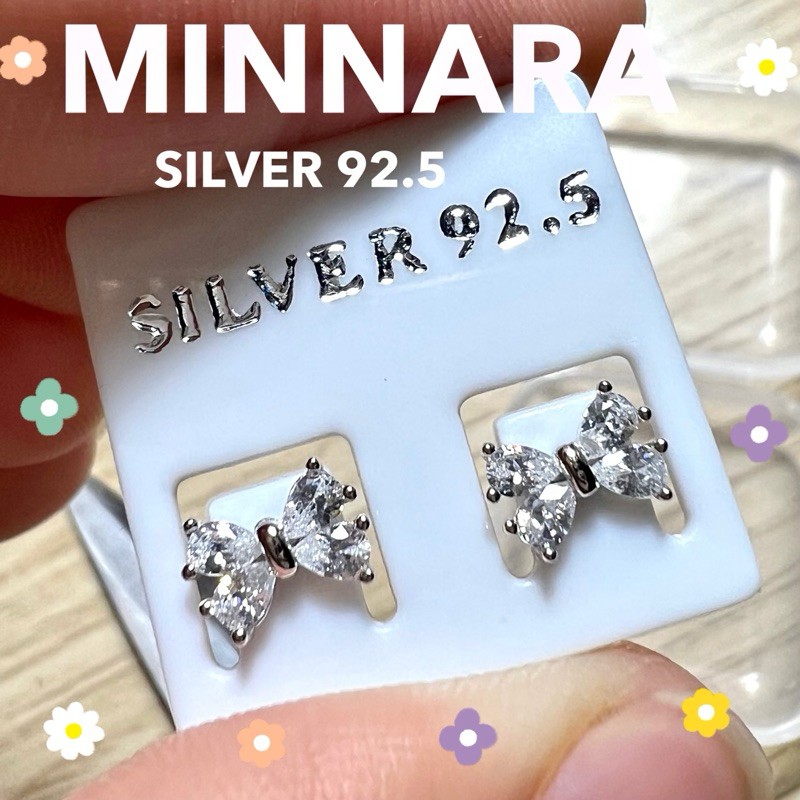ต่างหูเงินแท้ SILVER 92.5 เพชรชู เพชรสวิส cz ทรงดาว ทรงโบว์ | Shopee Thailand