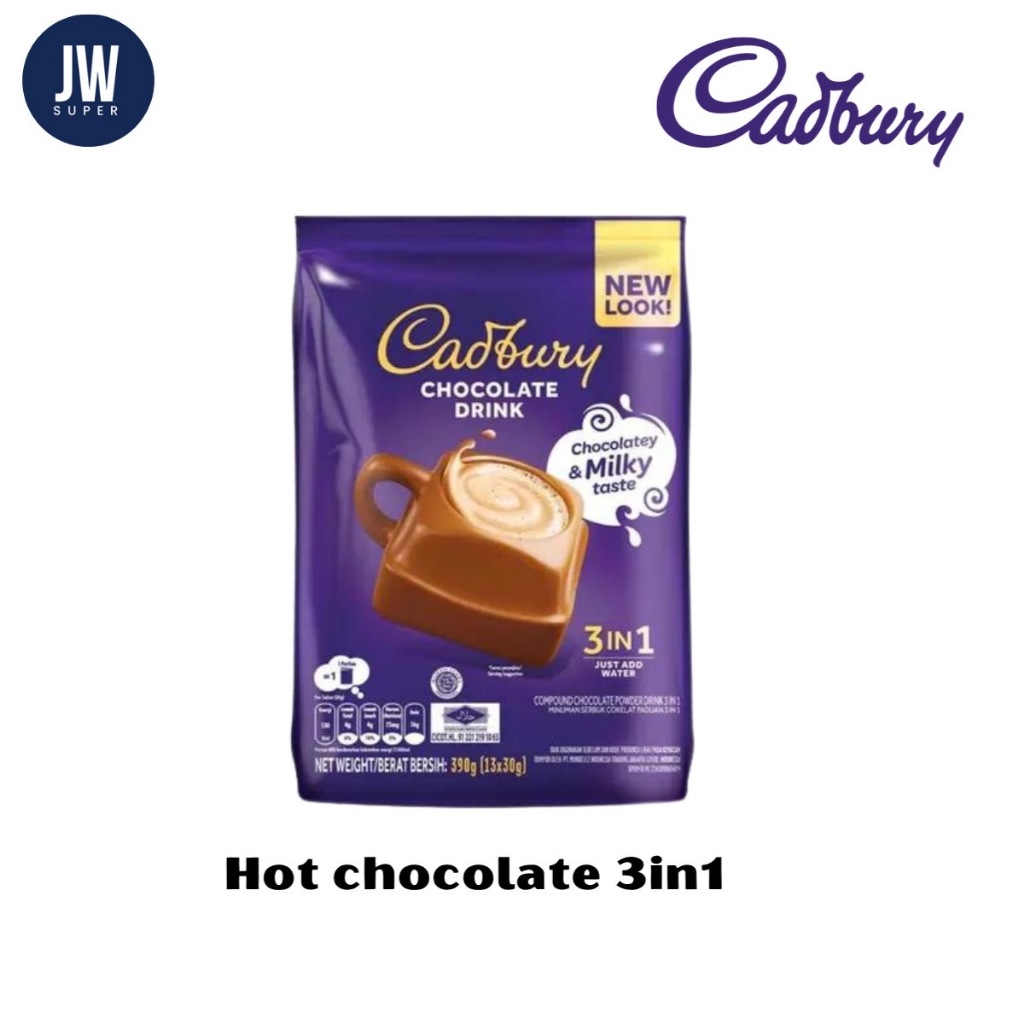 Cadbury hot chocolate 3 in 1เครื่องดื่มช๊อคโกแลต (แบบชงสำเร็จรูป) 13ซอง/ห่อ BBE:04/01/2025 ...