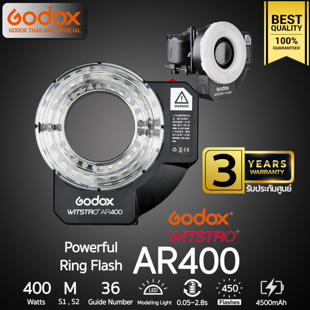 Godox Witstro Ring Flash AR400 400W ไฟแฟลช ถ่ายภาพ ถ่ายวิดีโอ - รับ ...