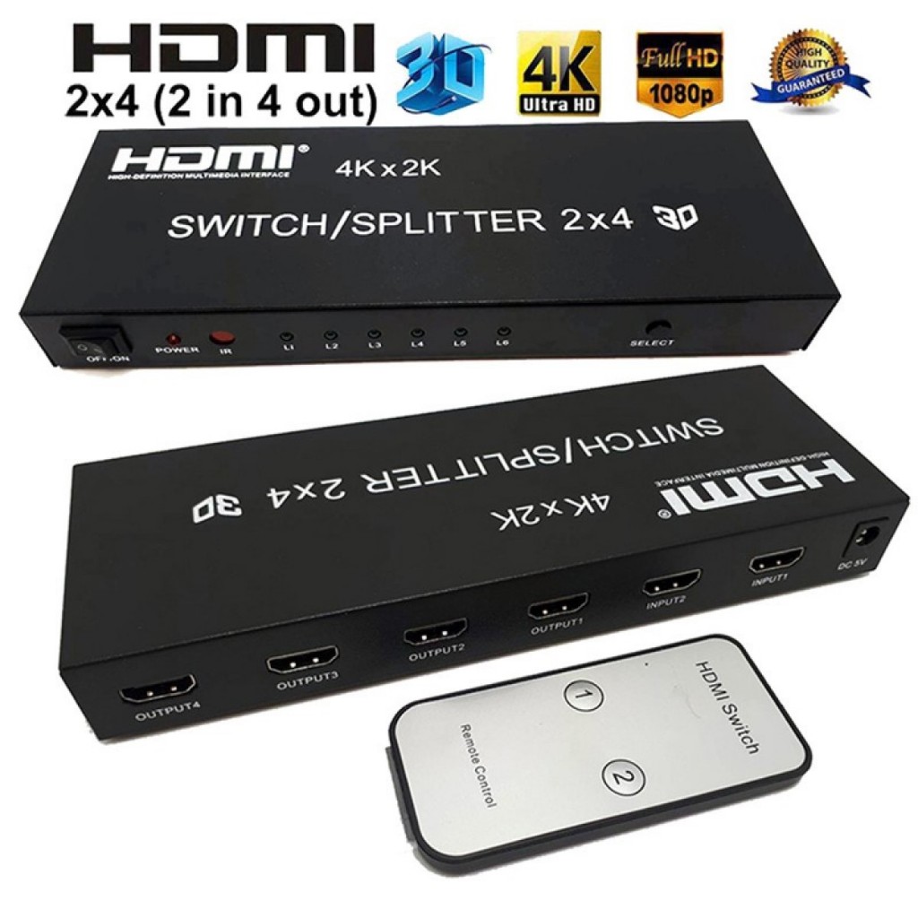 HDMI 2.0 4K*2K 1080P 3D 2x4 HDMI Video Switch Splitter Full HD w ...