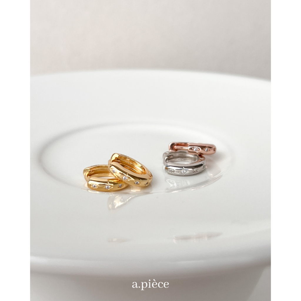 A.piece ต่างหูห่วง [nickel free] Starry one-touch | Shopee Thailand
